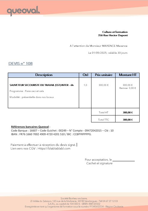 Devis formation professionnelle : exemples et modèles de devis